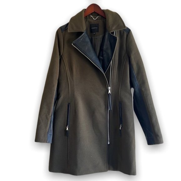 Dynamite | Jackets & Coats | Dynamite Olive Green Coat With Leather ...